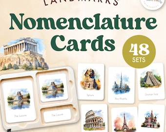 Montessori Around the World Landmarks 3 Part Cards - Etsy Ireland