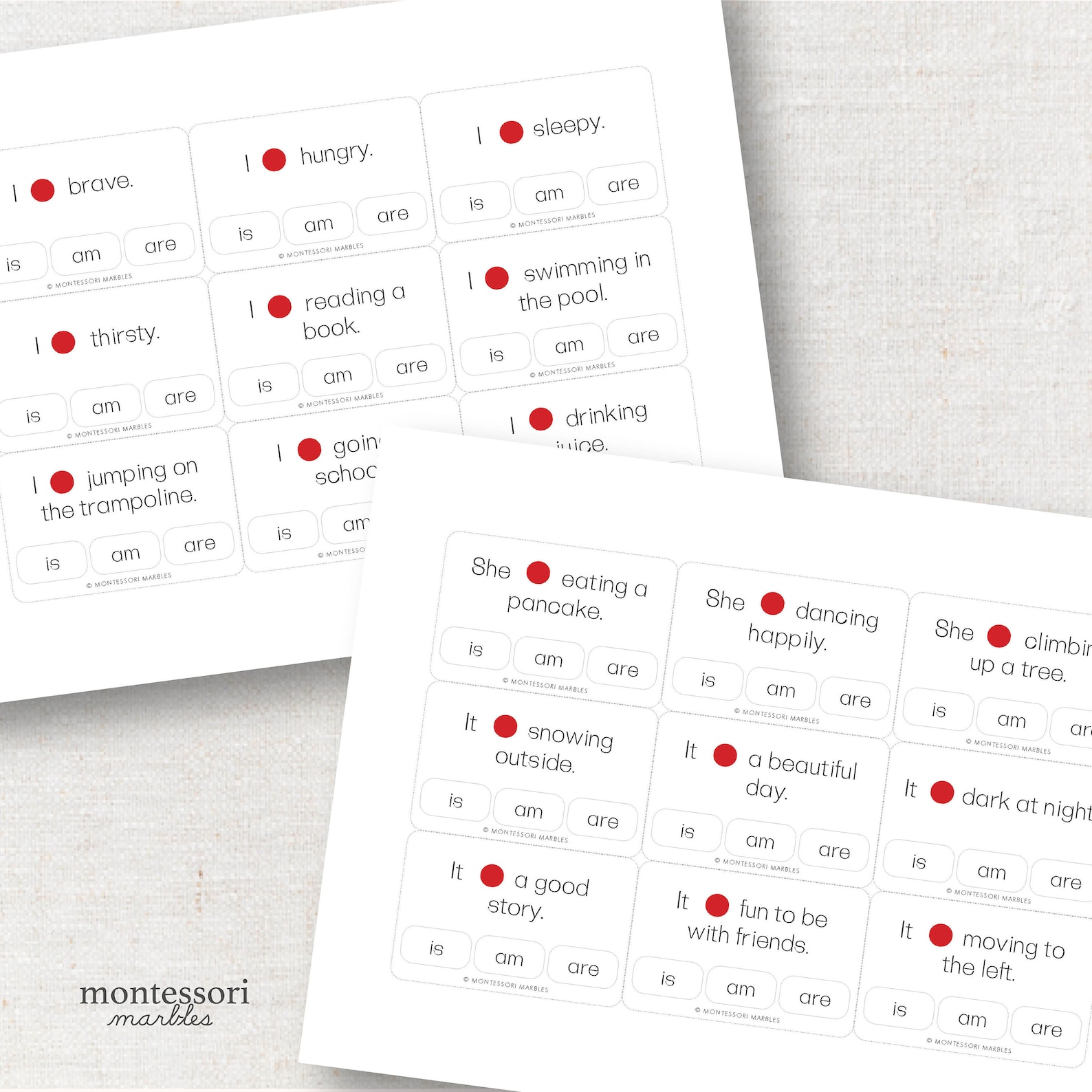 BE VERB is Am Are Grammar Cards Montessori Activity Cards - Etsy