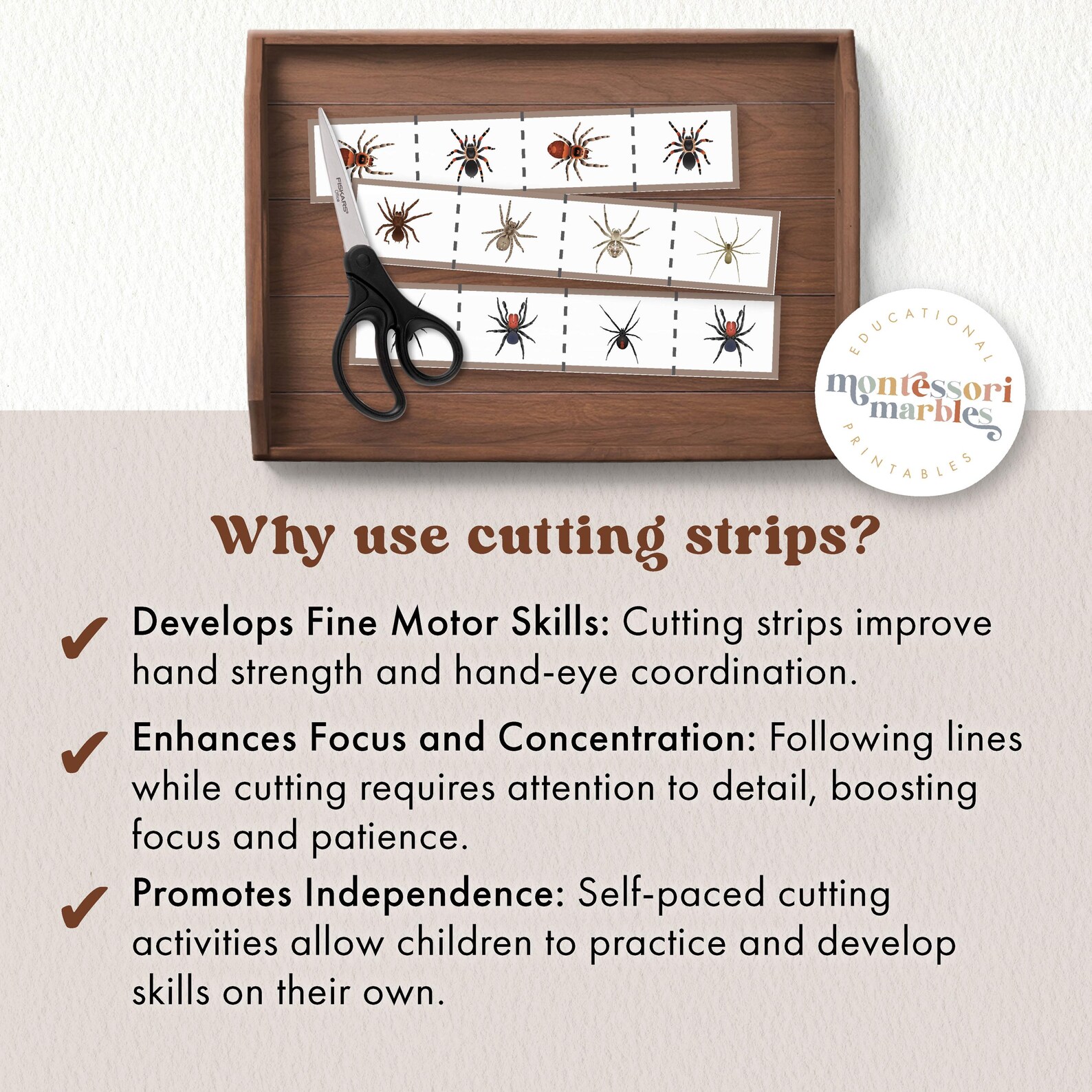 Spiders Cutting Strips | Scissor Practice Fine Motor Skills | Ages 2-5 ...