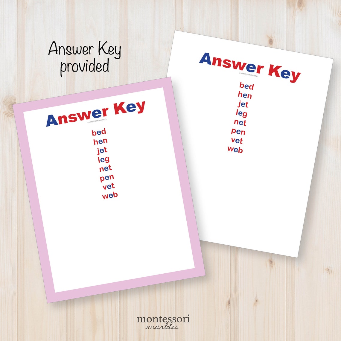 Montessori Pink Series Jumbled Word Cards for Short E - Etsy