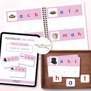 Montessori Pink Series Jumbled Word Cards for Short A, Activity for ...
