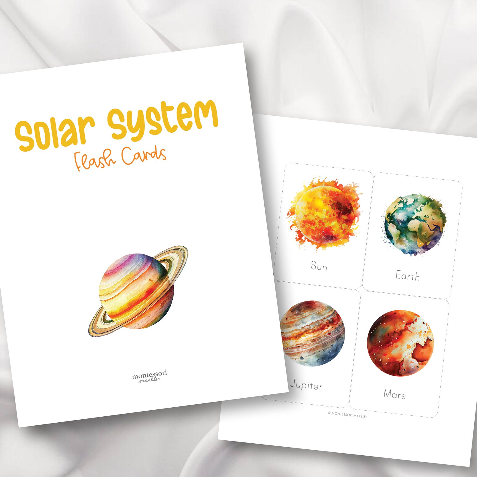 SOLAR SYSTEM Flash Cards 10 Flash Cards Montessori - Etsy