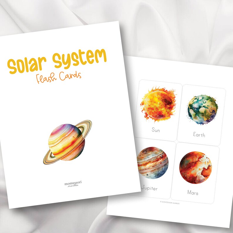 SOLAR SYSTEM Flash Cards 10 Flash Cards Montessori - Etsy