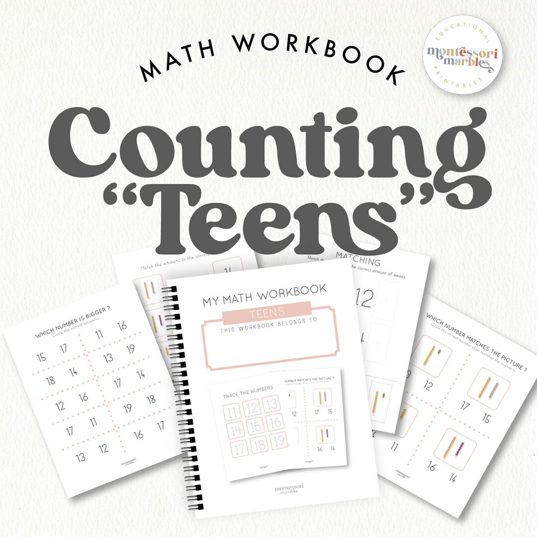 Math Counting Teens 11-19 Workbook | Montessori Mathematics | Number ...