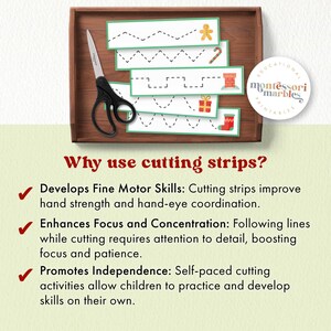 CHRISTMAS Cutting Strips, Fine Motor Activity for Montessori at Home ...