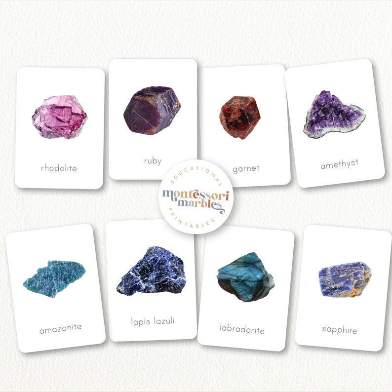 Minerals and Stones Nomenclature Cards | Montessori Geology Learning ...