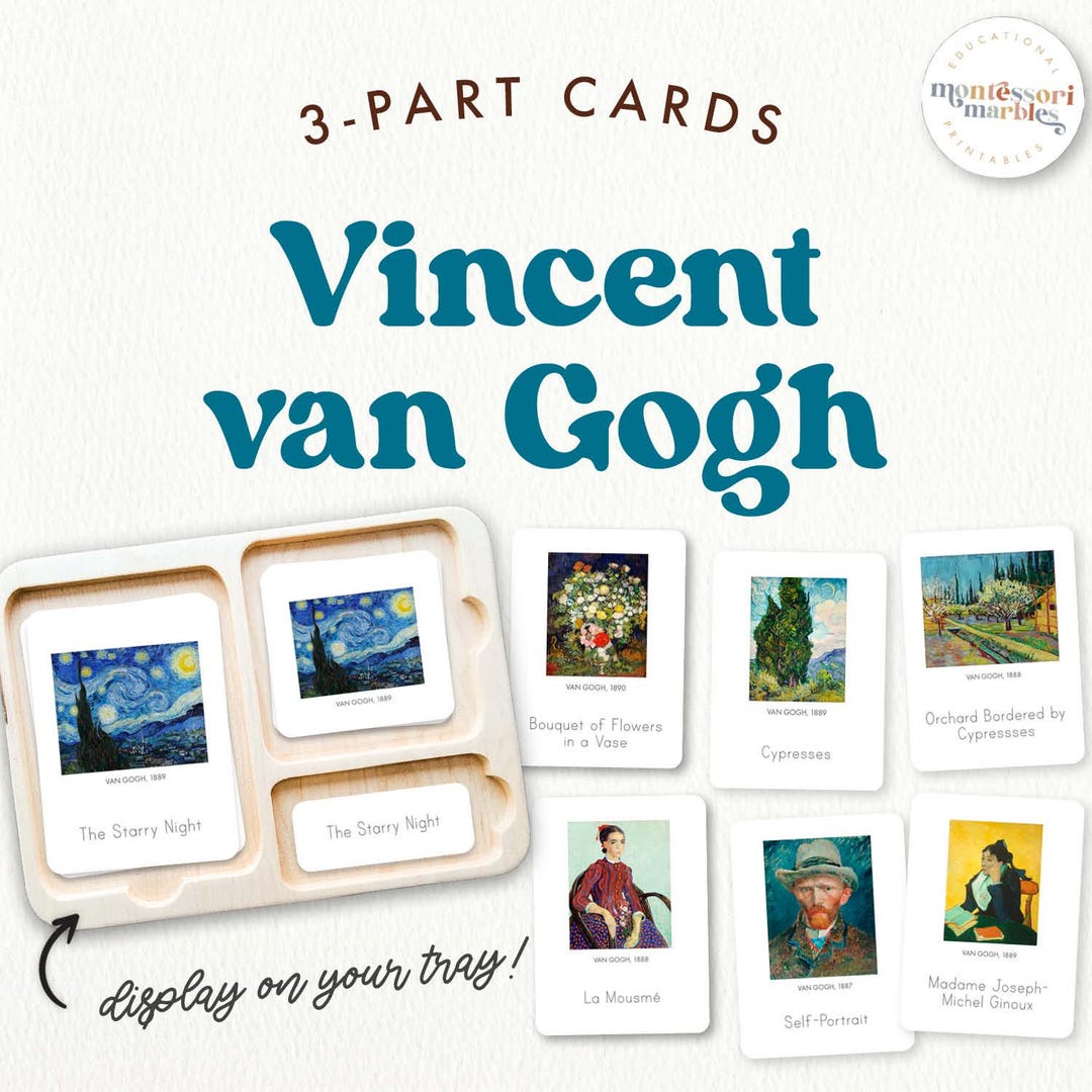 Vincent Van Gogh 3-part Cards PDF | 38 Sets 3-part Montessori Art Ages ...