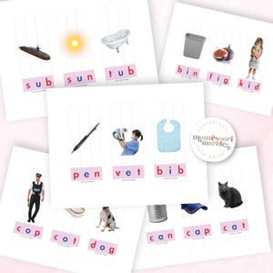 MONTESSORI PINK SERIES Craft Stick Puzzles | 60 Cvc Words for Early ...