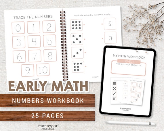 PREK MATH Workbook Montessori Math Beginner Math Count 1 to - Etsy