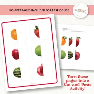 Fruits Two-piece Puzzles: Montessori Toddler Matching Game (digital ...