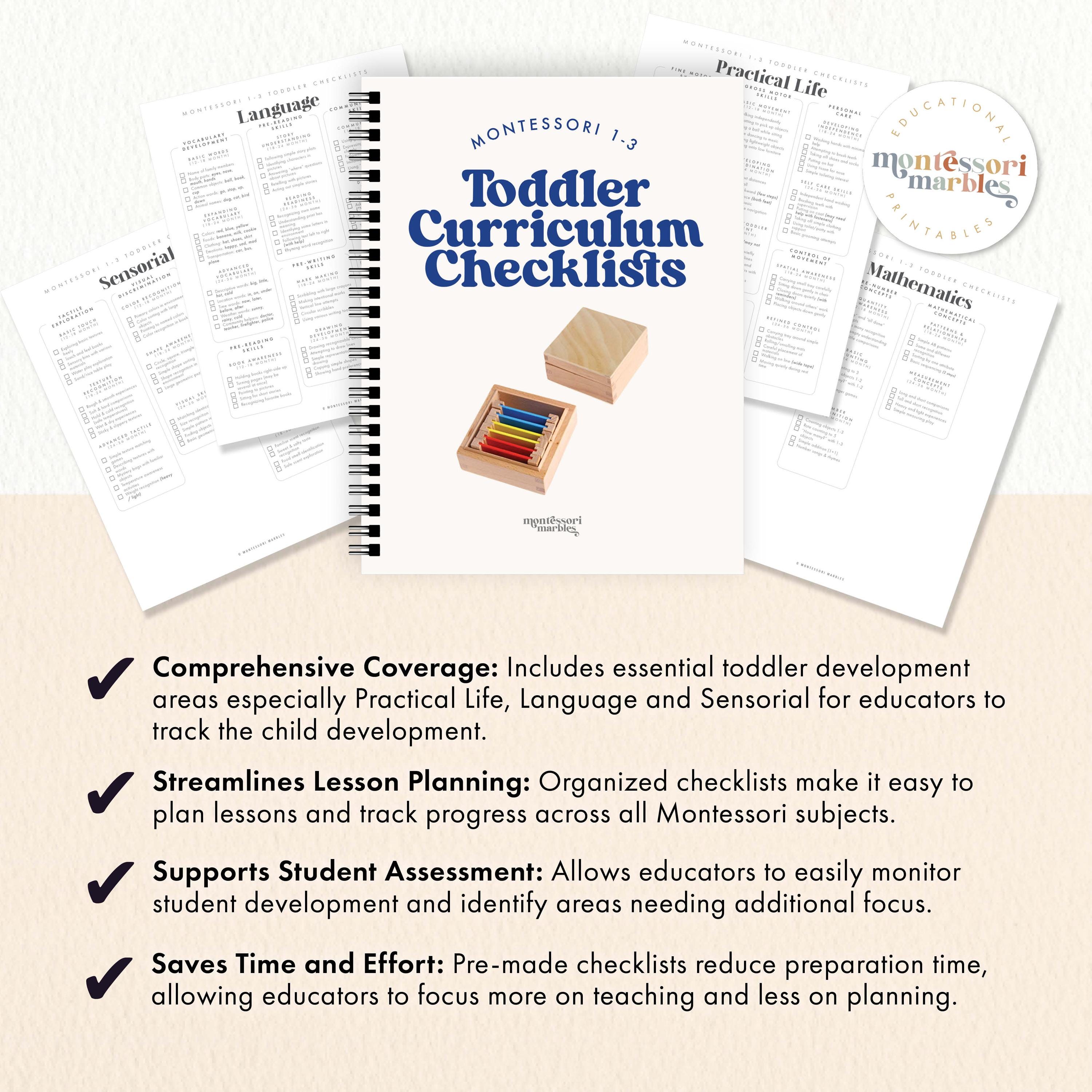Montessori Toddler Curriculum Checklist 1-3 | Scope and Sequence ...