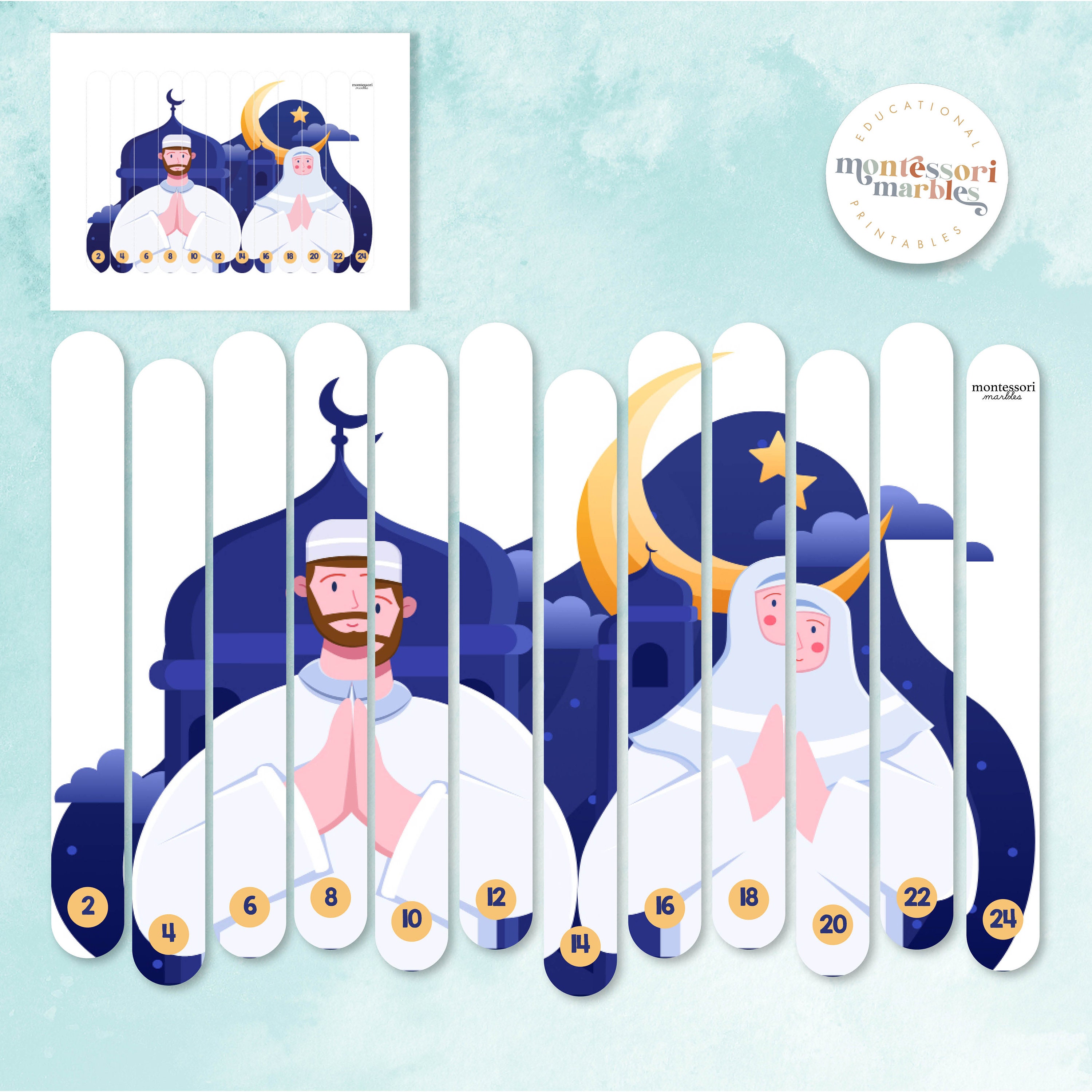 RAMADAN Skip Counting Puzzles Jumbo Craft Sticks Learn Math for ...