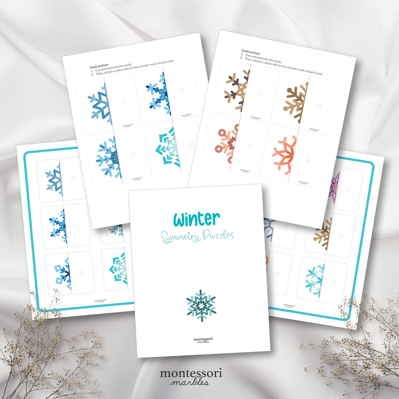 WINTER Complete the Snowflakes Symmetry Puzzles Montessori - Etsy