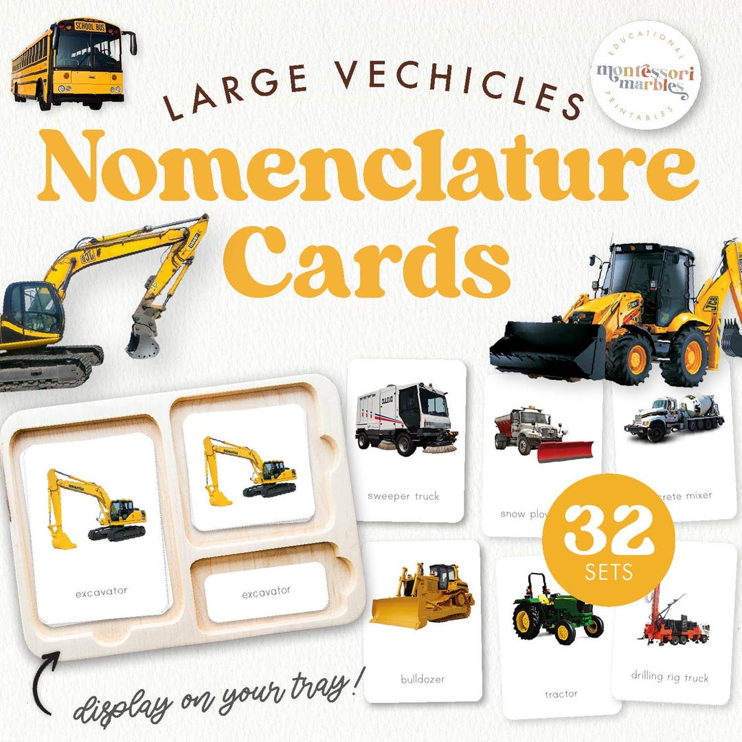 Construction Trucks Learning Cards | Educational Vehicle Vocabulary ...