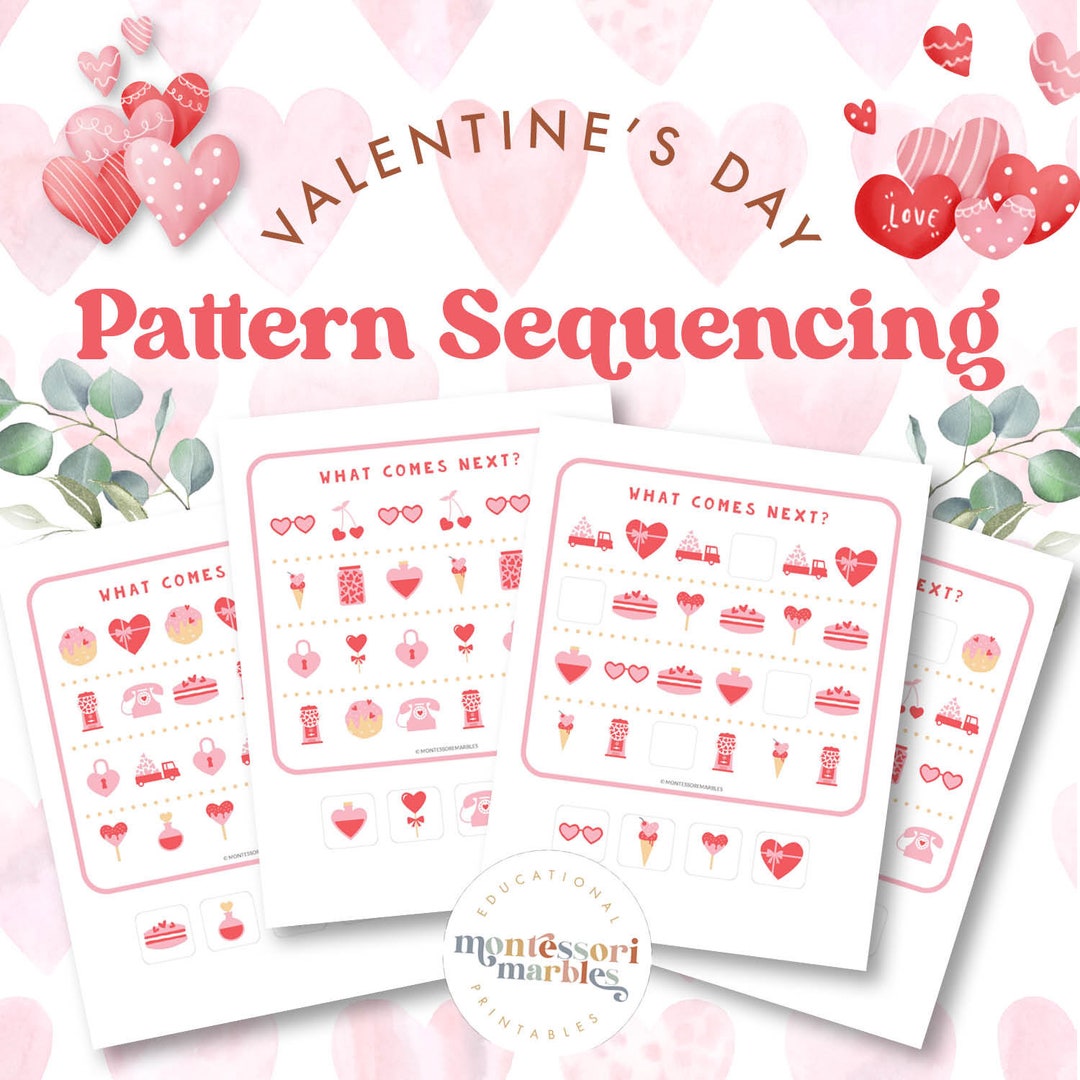 VALENTINE'S DAY Complete the Patterns | Pattern Sequencing | Montessori ...