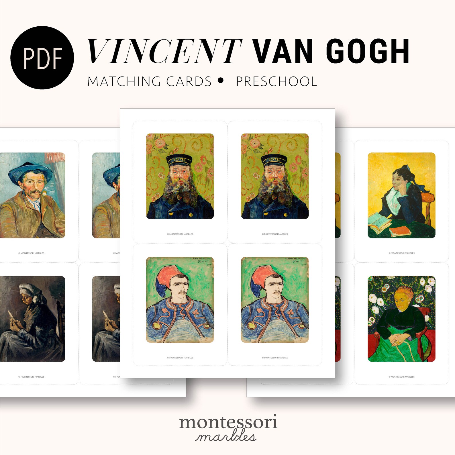 VINCENT VAN GOGH Matching Picture Cards Famous Paintings Art | Etsy