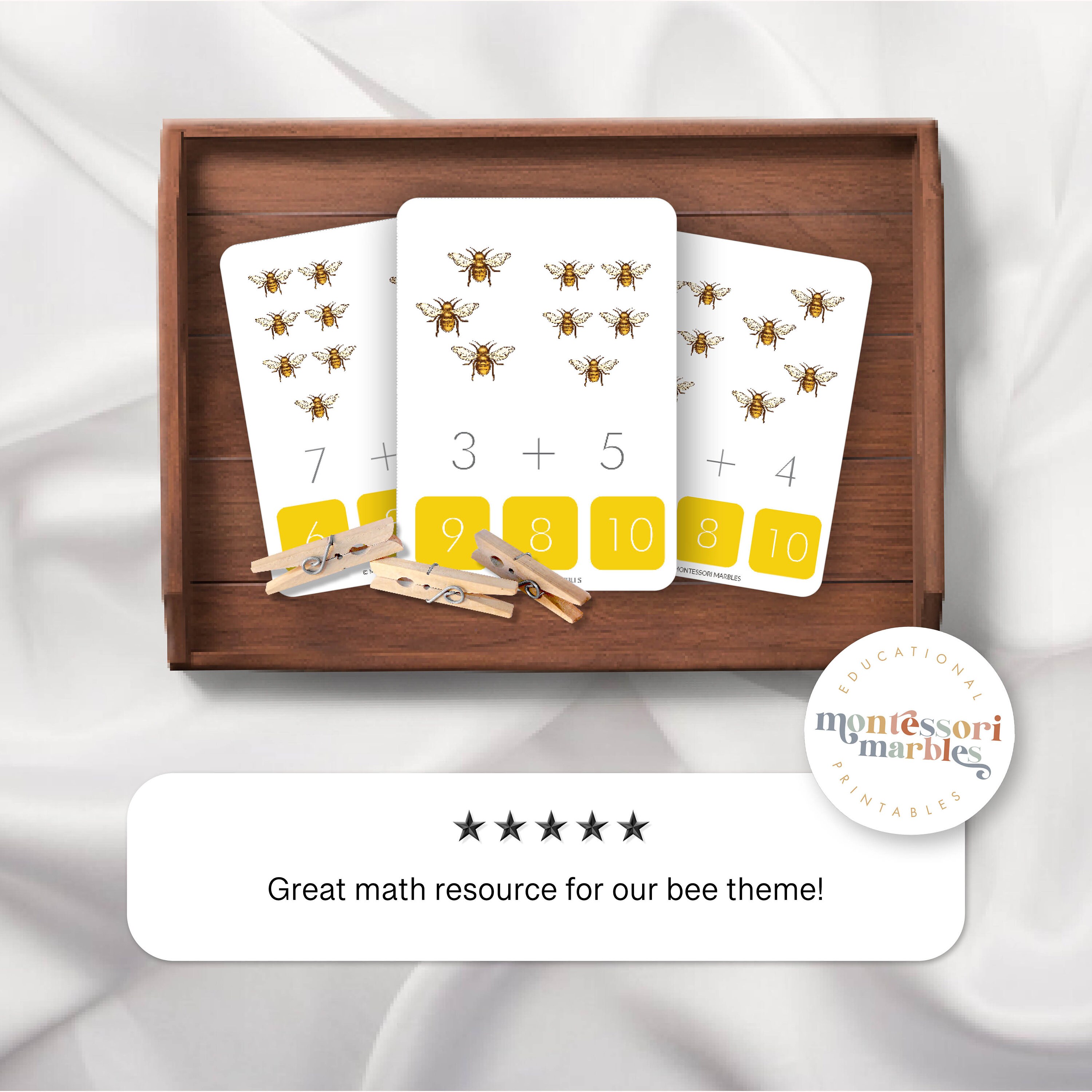 Bee Addition Clip Cards | Montessori Math Activity | Insect Theme ...