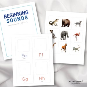 BEGINNING SOUNDS Matching Cards, Montessori Activity Cards, Learning ...