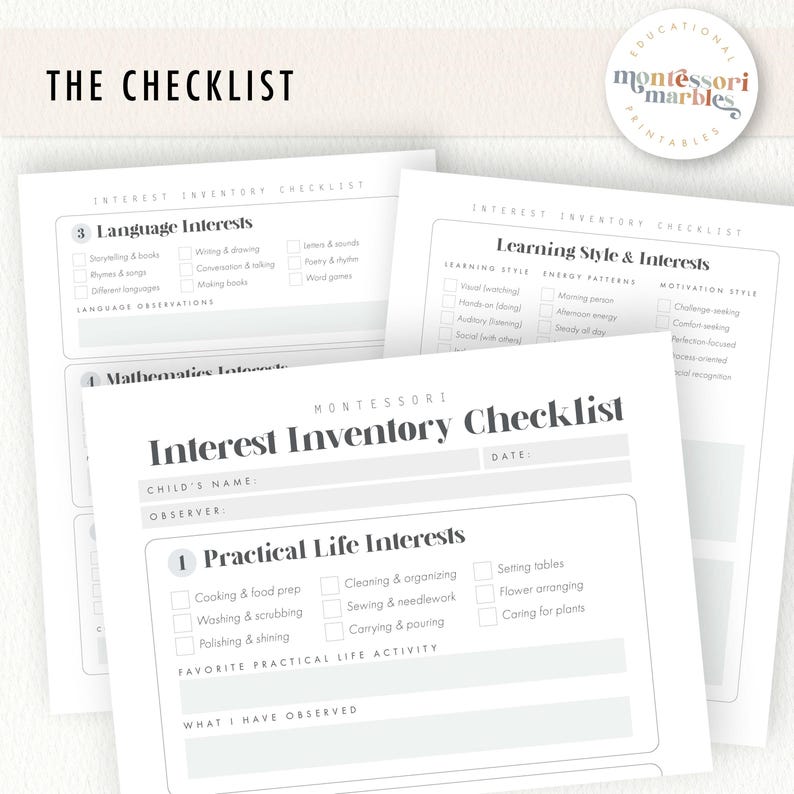 Interest Inventory Observation Tool | Montessori Planning | Teacher ...