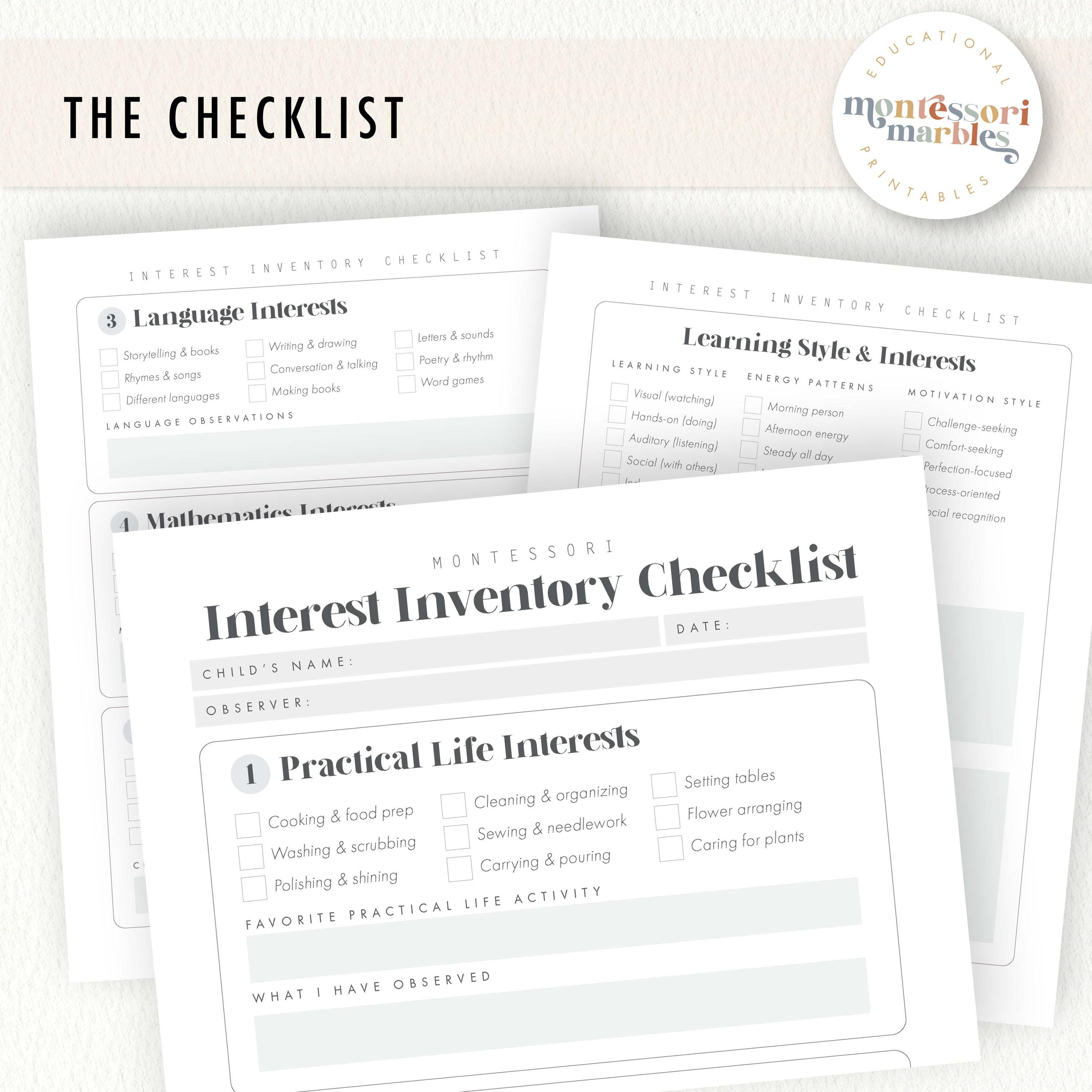 Interest Inventory Observation Tool | Montessori Planning | Teacher ...