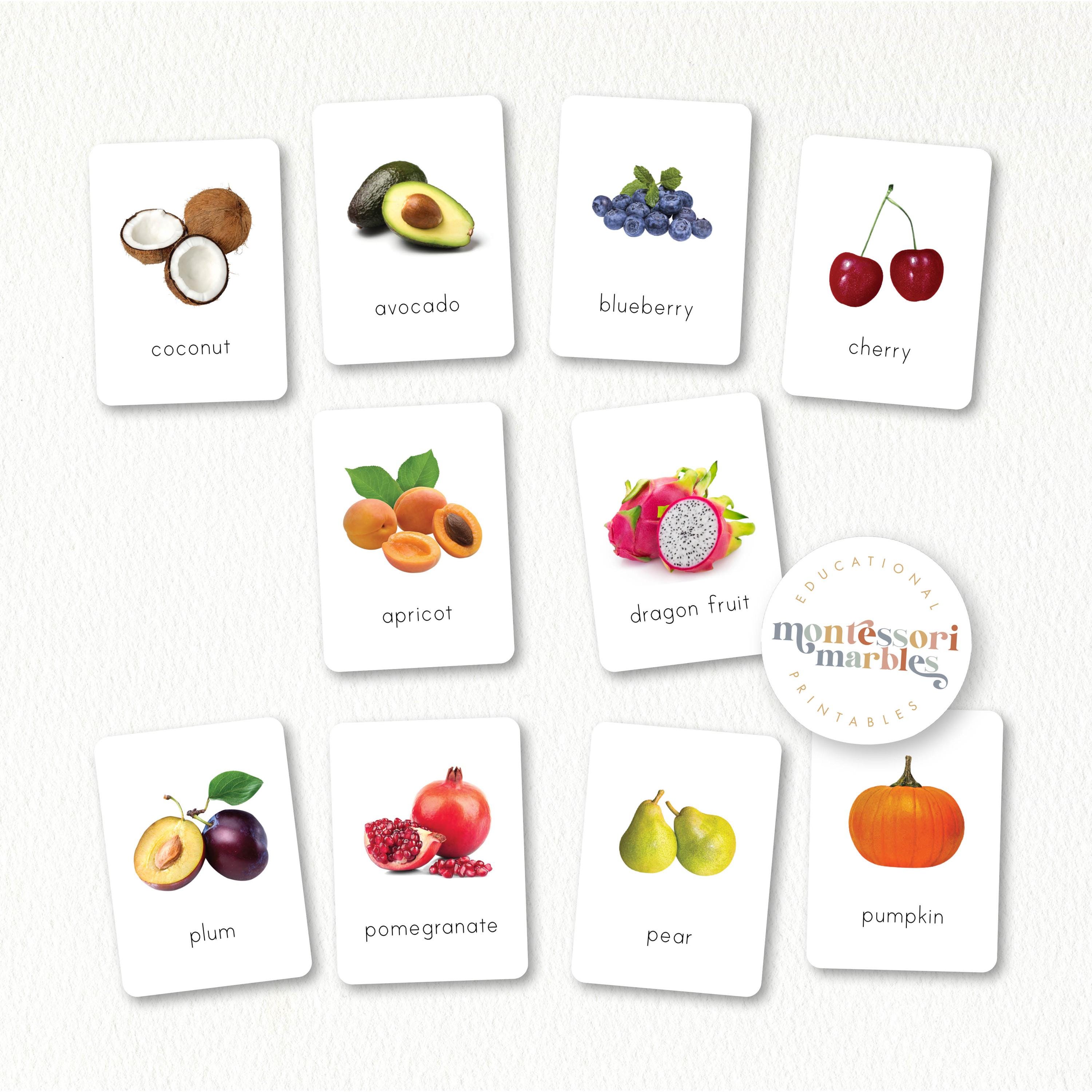 Fruits 3-part Cards | Montessori Real Picture Learning | Fruits Study ...