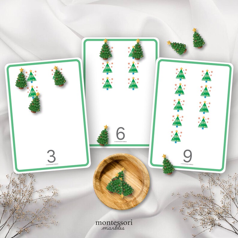 CHRISTMAS Counting Cards Counter Cards Count 1 to 10 - Etsy