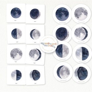 MOON PHASES Picture Matching | Outer Space Theme | Montessori Inspired ...