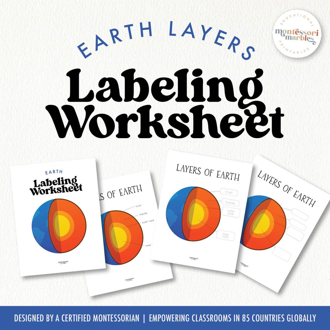 Earth Layers Labeling Worksheet | Montessori Geography Printable ...
