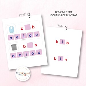 BUNDLE PACK Montessori Pink Series Missing Vowels Cards for Short A, E ...