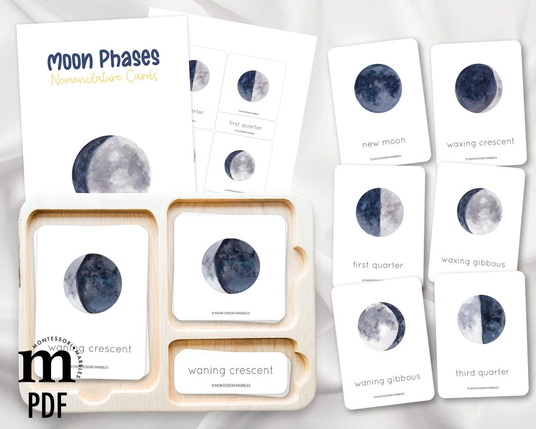 MOON PHASES Montessori Nomenclature Cards Montessori at Home - Etsy