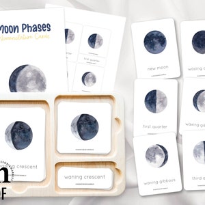 MOON PHASES Montessori Nomenclature Cards Montessori at Home Labelling ...
