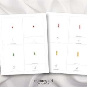 MONTESSORI GOLDEN BEADS Nomenclature Cards Kindergarten Math Counting 1 ...