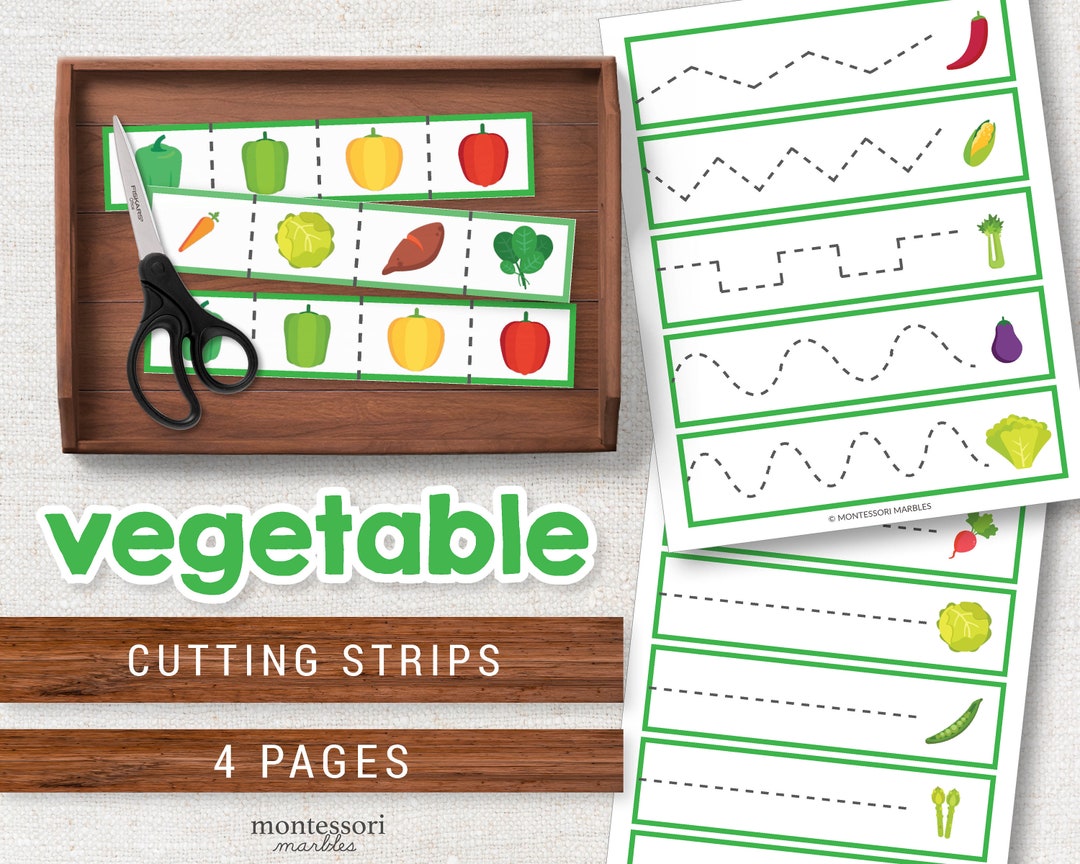 Vegetable Cutting Strips for Prek and Kindergarten Printable - Etsy