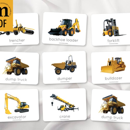 LARGE VEHICLES Flash Cards Construction Vehicles and Big - Etsy