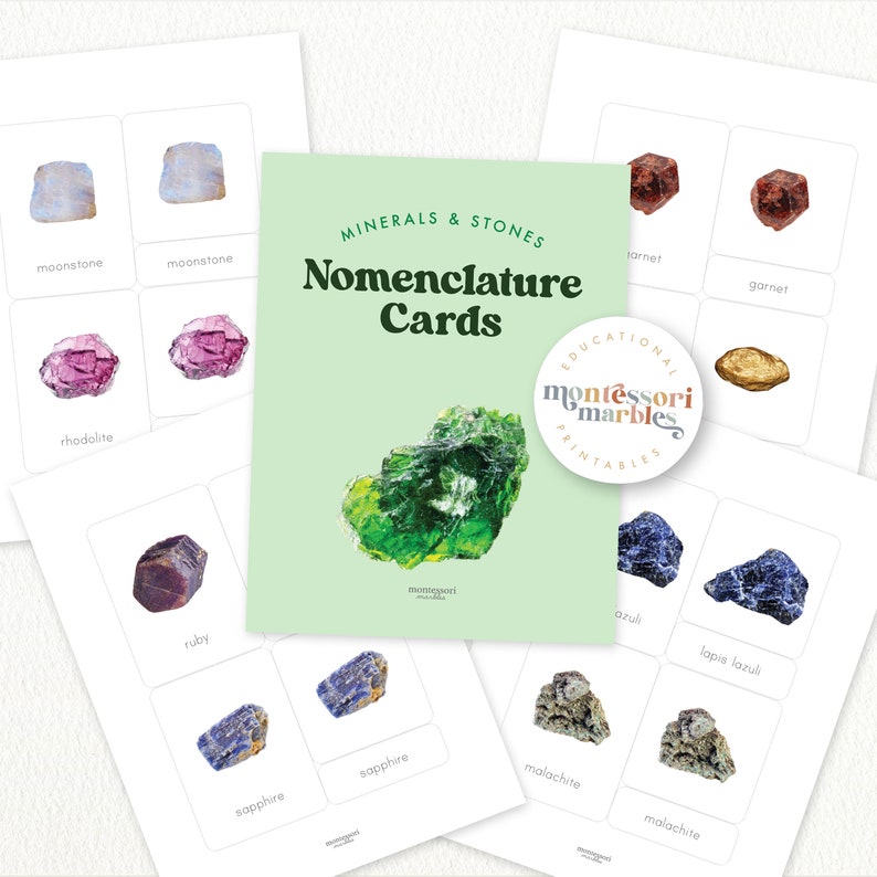 Minerals and Stones Nomenclature Cards | Montessori Geology Learning ...