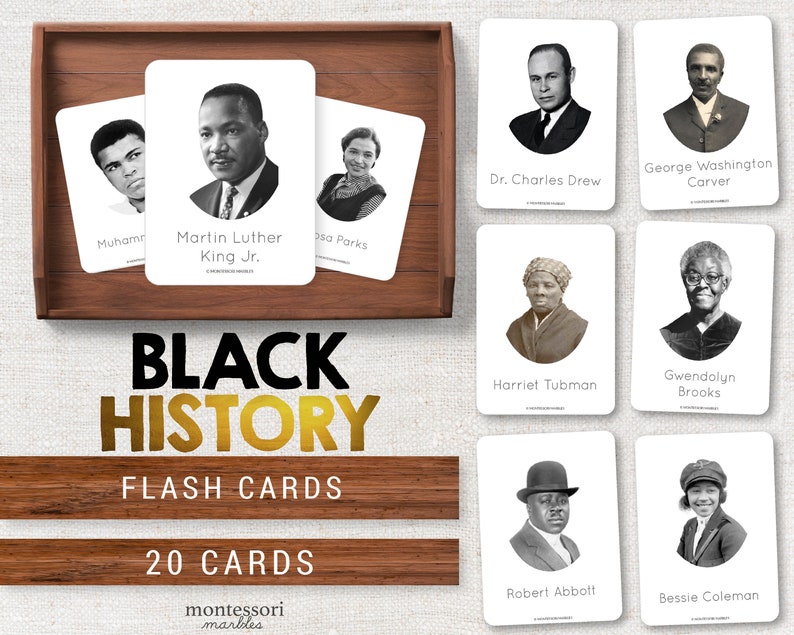 BLACK HISTORY MONTH Famous African Americans Flash Cards - Etsy UK