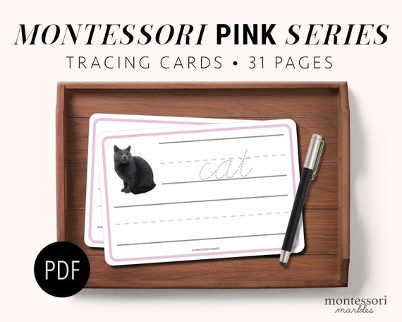 Montessori Pink Series Cursive Tracing Flash Cards Toddlers - Etsy