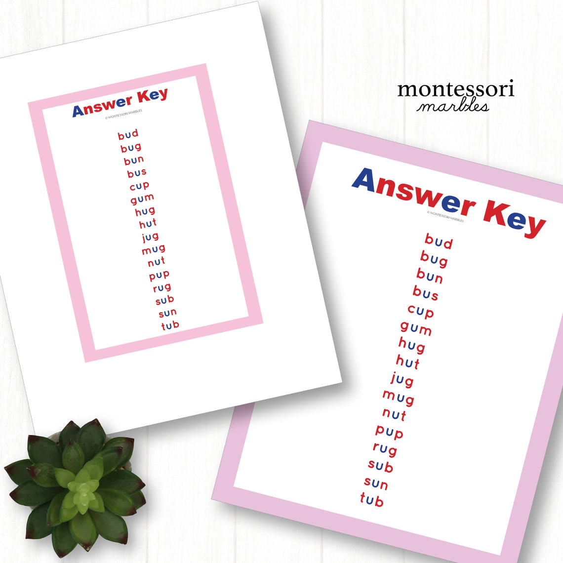 Montessori Pink Series Jumbled Word Cards for Short U | Etsy