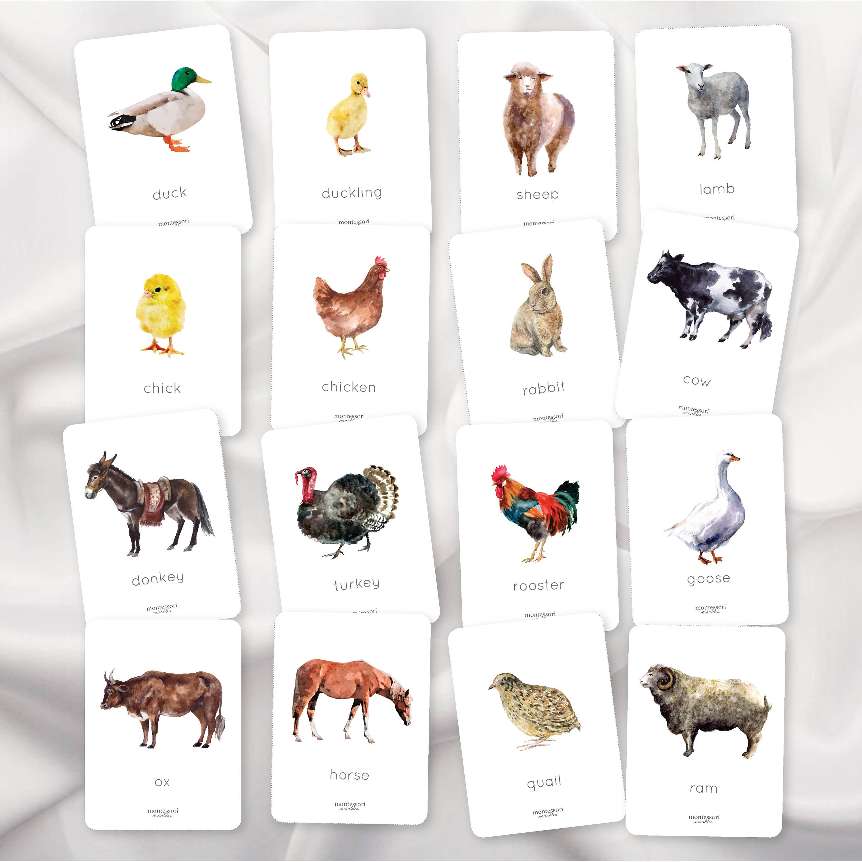 FARM ANIMALS Flash Cards Montessori Inspired Printable Resources ...