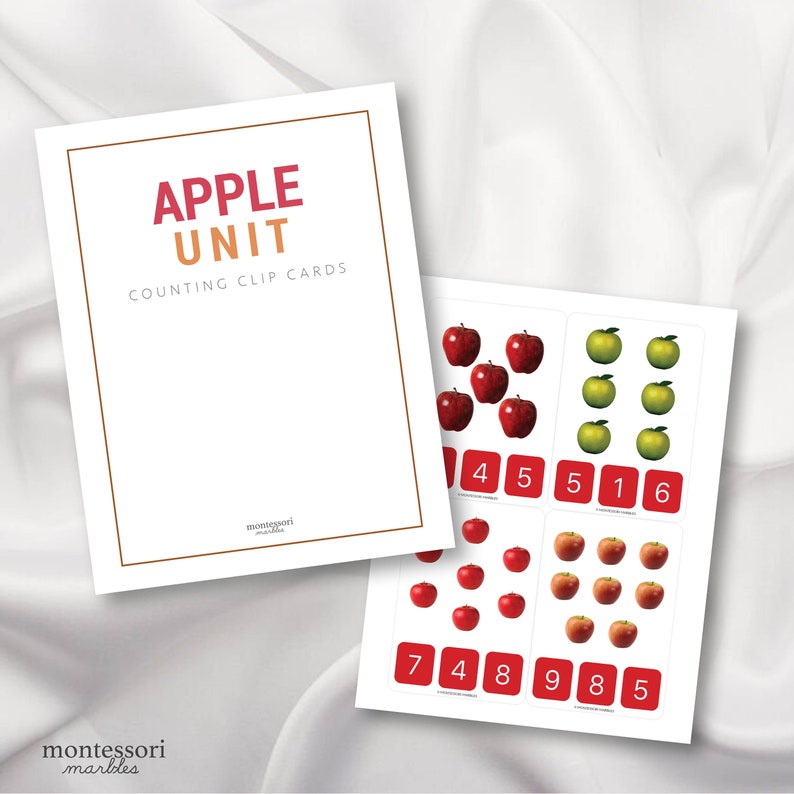 APPLES Counting 1 to 20 Flash Cards, Kindergarten Math, Learn to Count ...