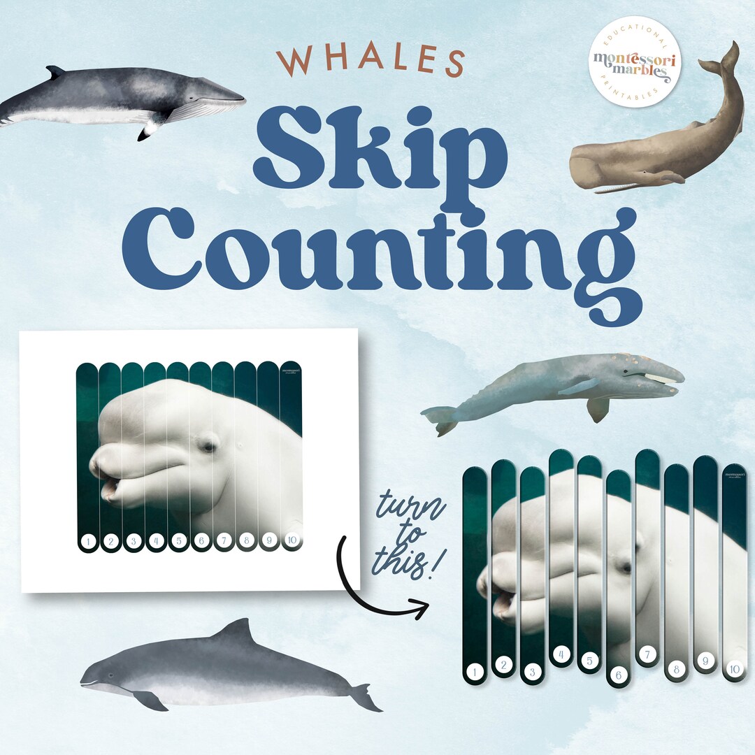 WHALES Skip Counting by 2s, 3s, 5s and 10s, Early Math, Math Puzzles ...