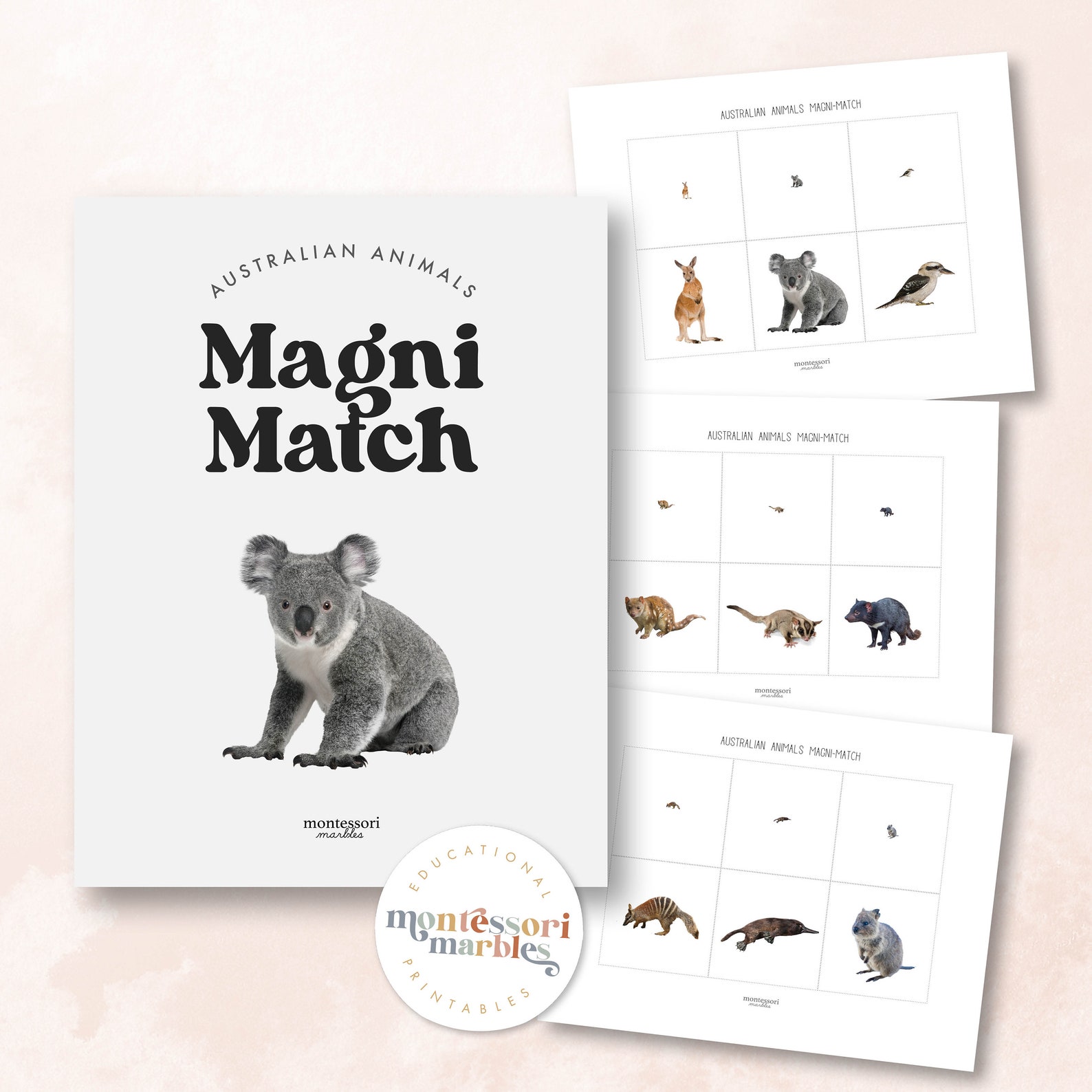 Australian Animals Magnifying Matching Game | Montessori Preschool ...