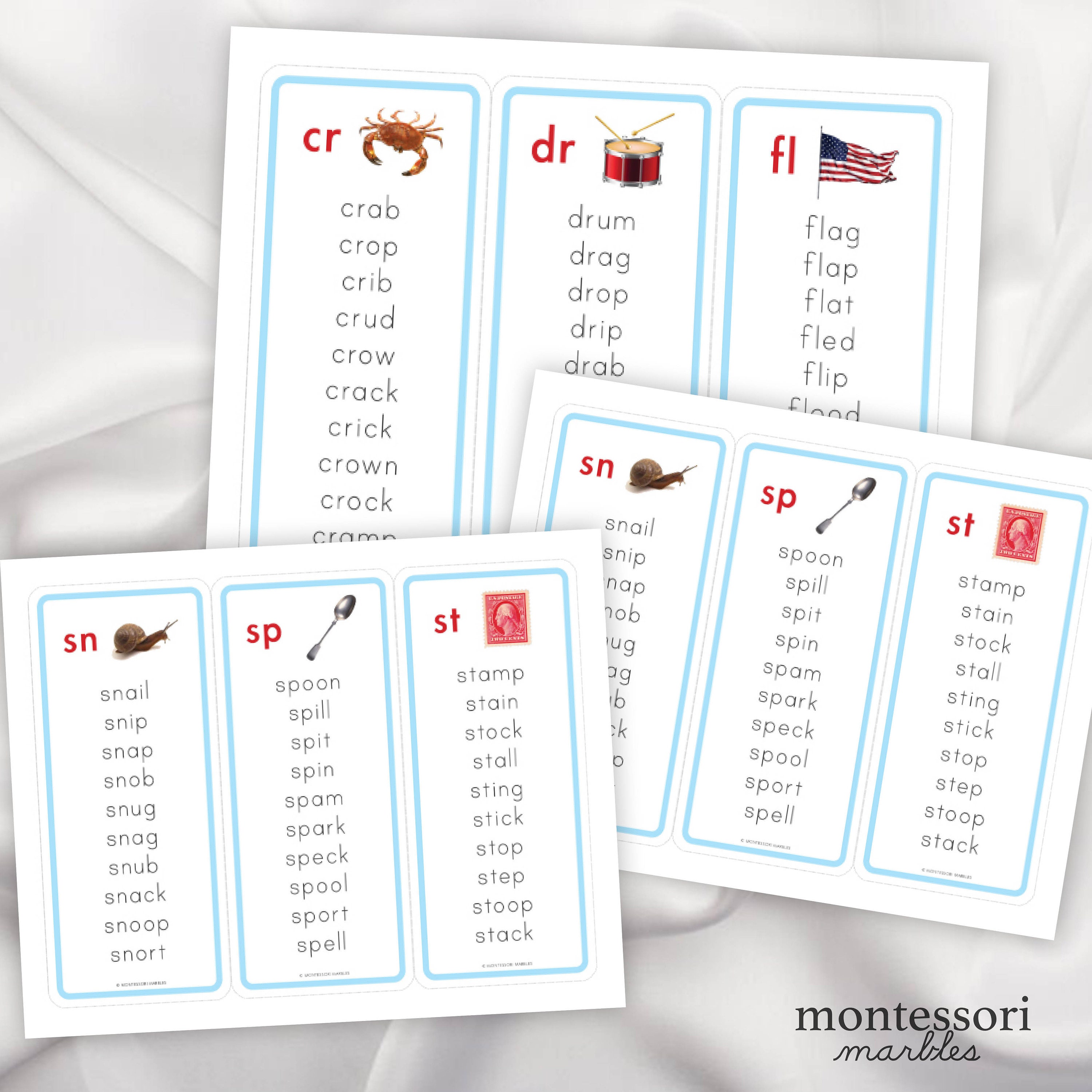 MONTESSORI BLUE SERIES Beginning Blends Word Lists Emerging Readers ...