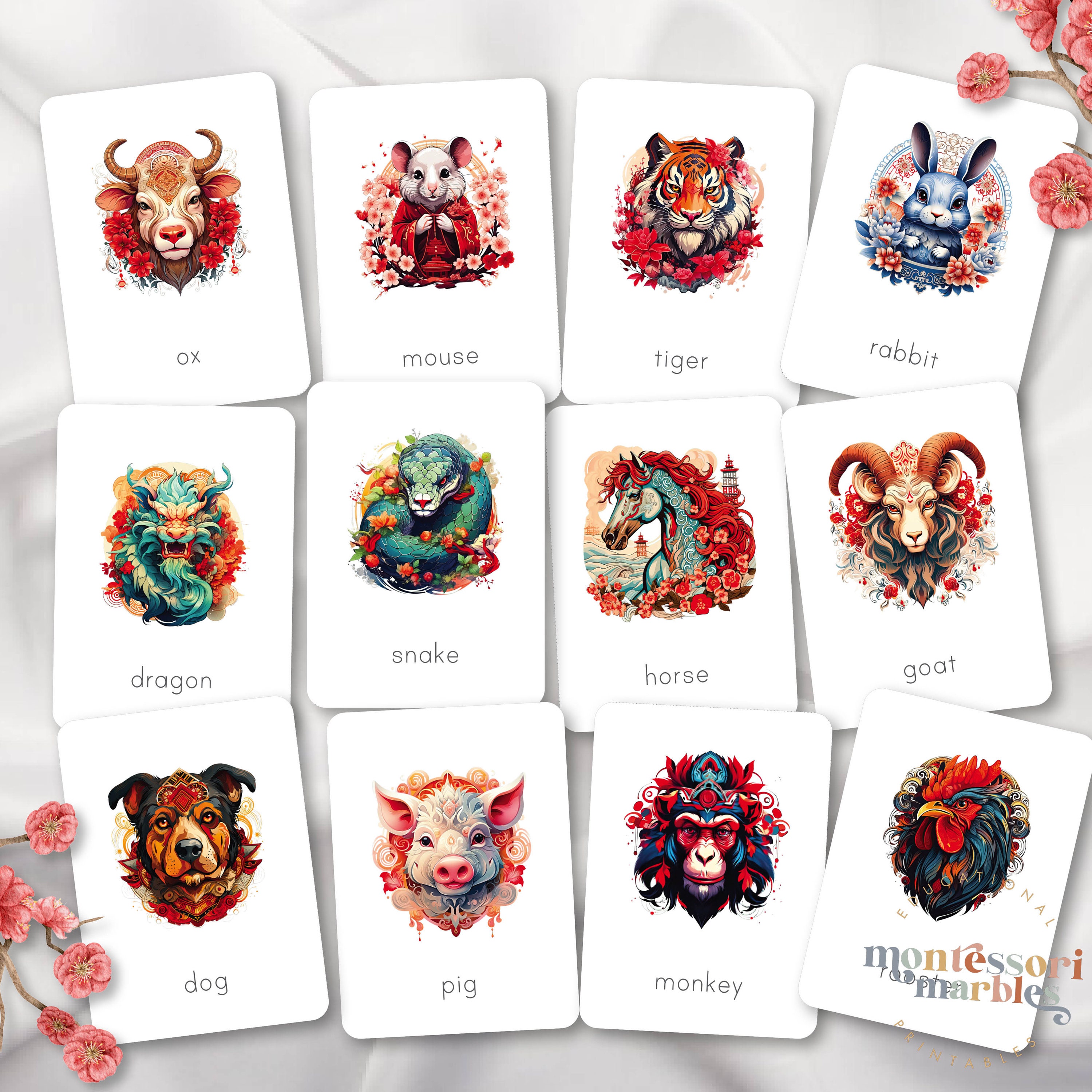 Chinese Zodiac Flash Cards | Montessori Asian Studies | Cultural ...