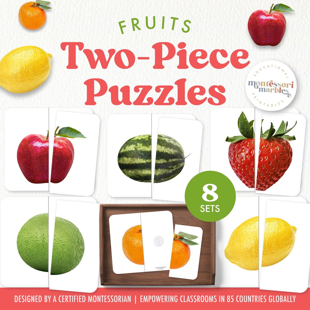 FRUITS Two-piece Puzzles | Montessori Inspired Toddler Activity ...
