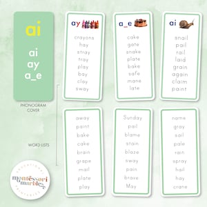 MONTESSORI GREEN SERIES Phonogram Word Lists Emerging Readers ...