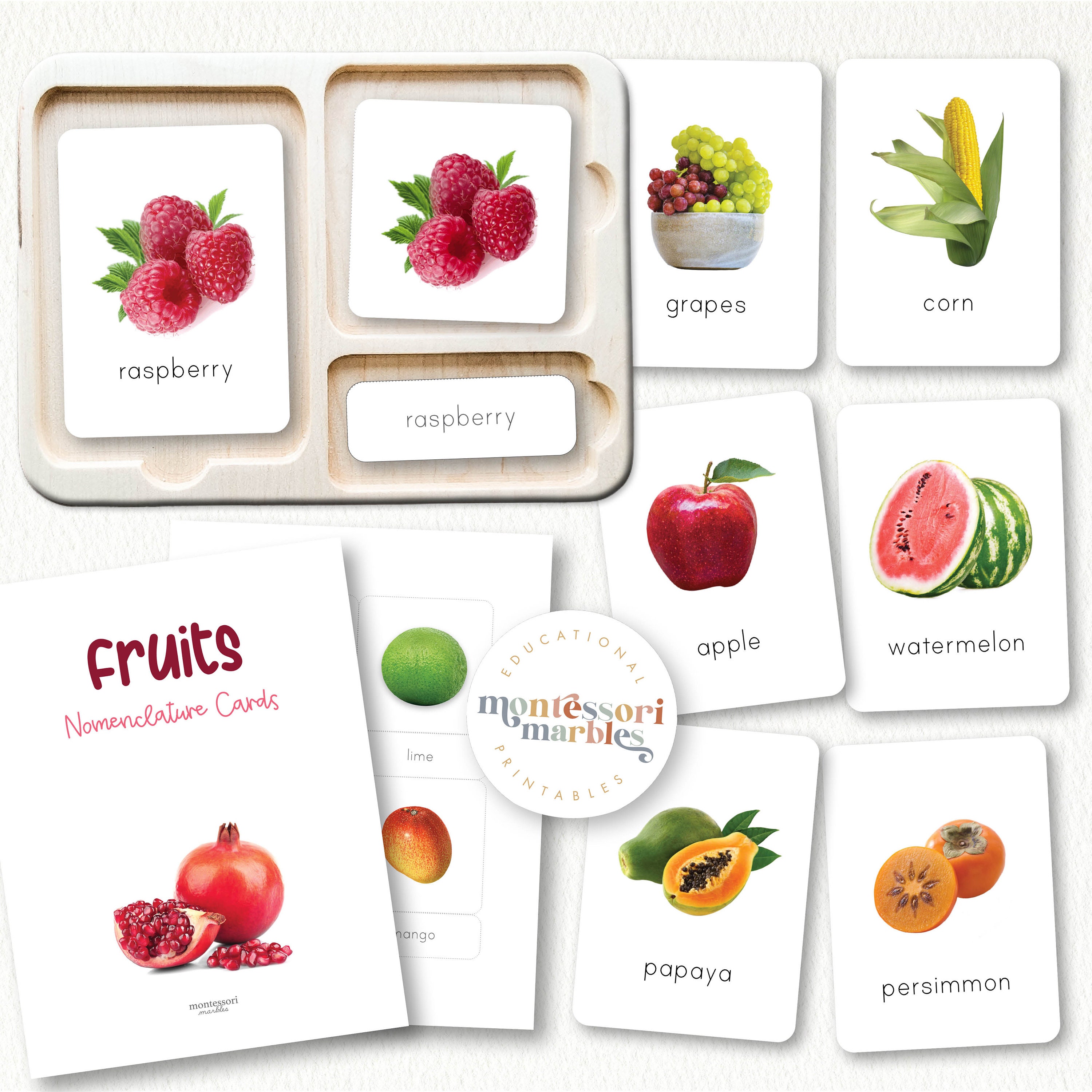 FRUITS Nomenclature Cards Montessori Inspired Resources With Real ...