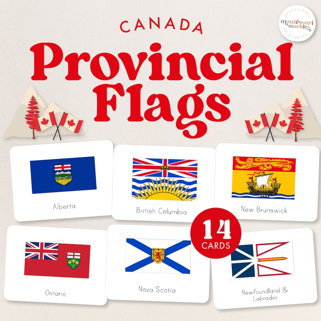 CANADA Provincial Flag Flash Cards | 10 Provinces and 3 Territories ...