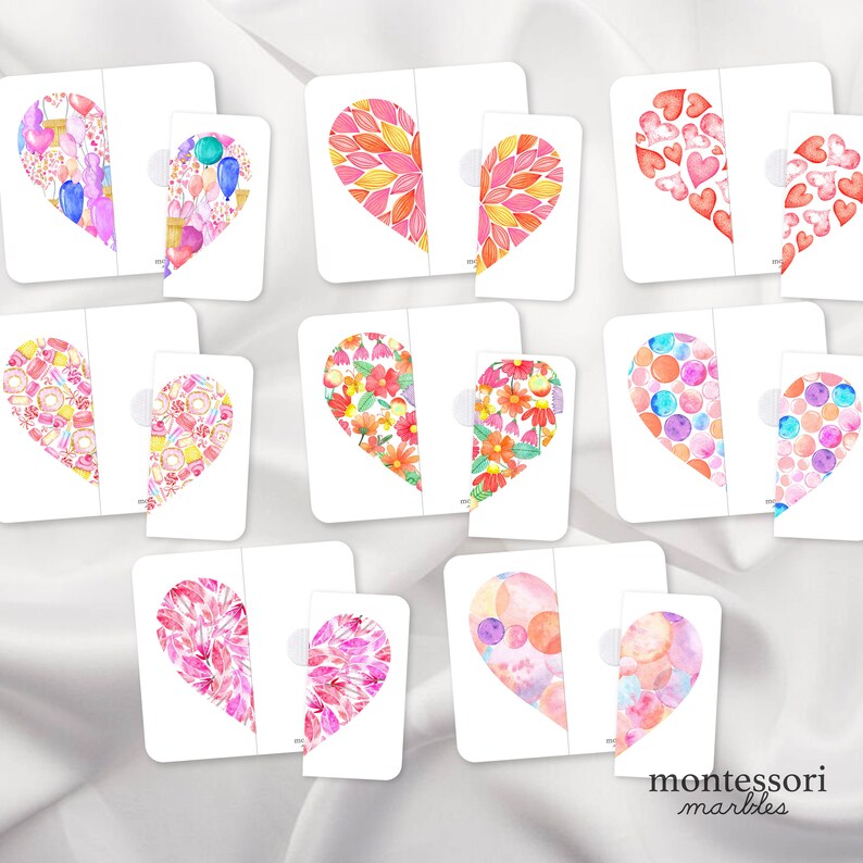 VALENTINES DAY Hearts Symmetry Matching Puzzle Montessori - Etsy