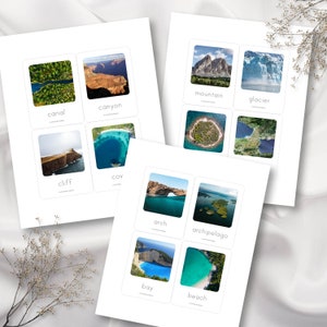 LANDFORMS Flash Cards Montessori Inspired Cards Social Studies ...